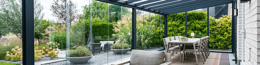 Modern Veranda Glass Rooms with sliding glass sides