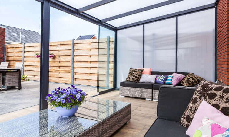 Veranda side wall - full height polycarbonate side panels